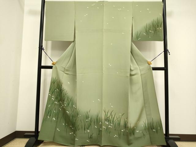 平和屋着物▽訪問着　単衣　舞桜文　暈し染め　金彩　正絹　逸品　DAAP7427du