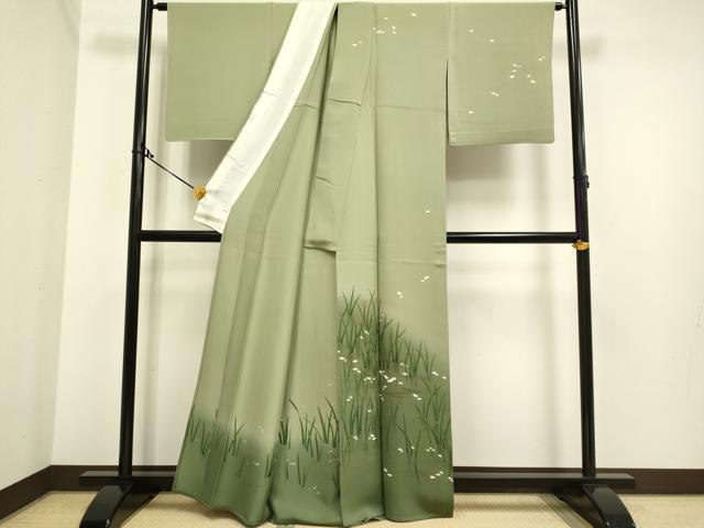 平和屋着物▽訪問着 単衣 舞桜文 暈し染め 金彩 正絹