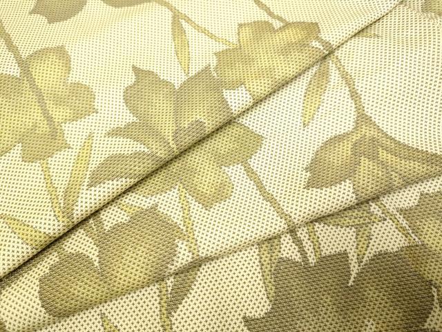 平和屋着物▽上質な紬　単衣　草花文　正絹　逸品　DAAP7460du