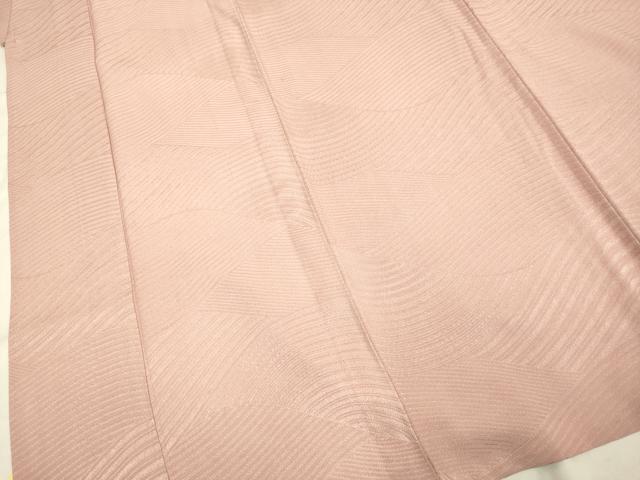 平和屋着物▽上質な色無地 単衣 立波地紋 水柿色 正絹 逸品