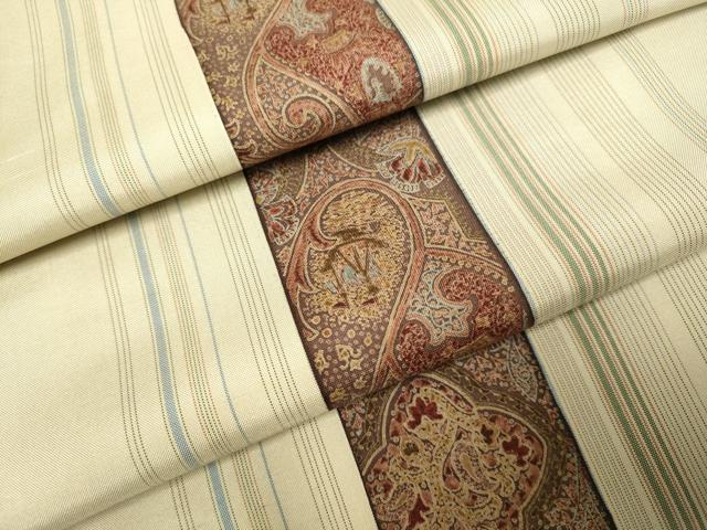 平和屋着物▽本場染大島紬　単衣　間道　高島屋扱い　正絹　逸品　DAAP7472du