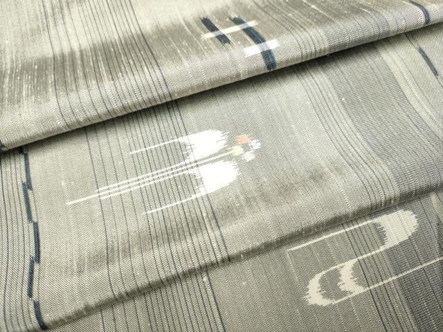 平和屋着物▽上質な紬　単衣　琉球絣文様　正絹　逸品　DAAP7510du
