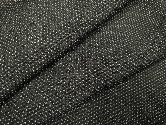 平和屋着物▽男性　本塩沢　単衣　蚊絣　黒地　正絹　逸品　DAAP7511du