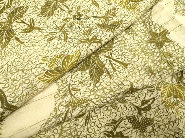 平和屋着物▽上質な紬　単衣　洋花文　正絹　逸品　DAAP7513du