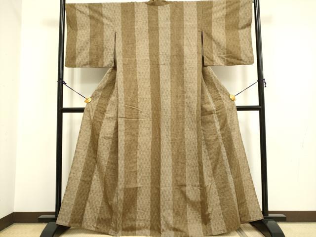 平和屋着物▽上質な紬 単衣 絣間道 正絹 逸品 DAAS0044az