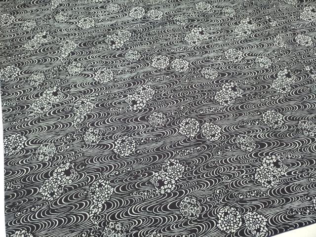 平和屋着物●藍造り国選定無形文化財　藍師・佐藤昭人　藍香房　小紋　流水花丸文　正絹　逸品　DAAP7821yyy