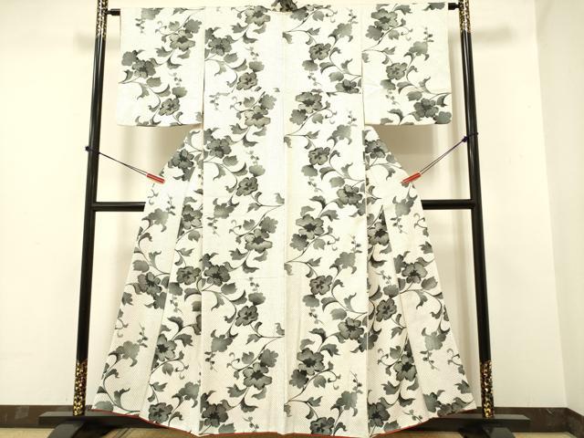 平和屋着物●上質な小紋　総絞り　花唐草文　正絹　逸品　DAAP7845yyy