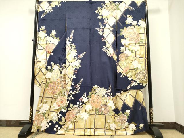 平和屋着物●豪華振袖　駒刺繍　牡丹花文　金彩　正絹　逸品　DAAP7856yyy