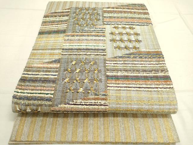 平和屋着物●太鼓柄袋帯　横段文　金銀糸　正絹　逸品　DAAQ2366fe