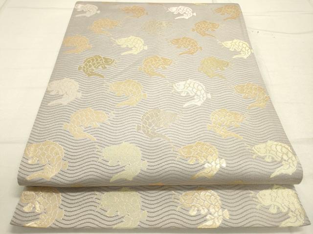 平和屋着物●全通柄袋帯　名物裂　荒磯　金糸　正絹　逸品　DAAQ2392fe