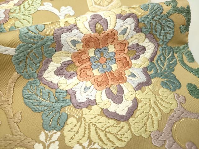 平和屋着物○六通柄袋帯 唐織 正倉院花文 金糸 正絹