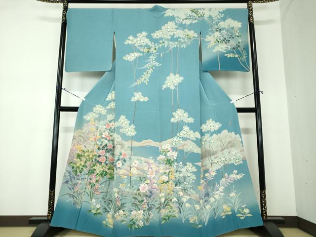 平和屋着物●訪問着　友禅　作家物　草花文　暈し染め　正絹　逸品　DAAQ2802ps