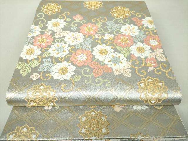 平和屋着物●西陣　岡文織物謹製　六通柄袋帯　唐織　花唐草文　金銀糸　証紙付き　逸品　未使用　DAAQ2817ps