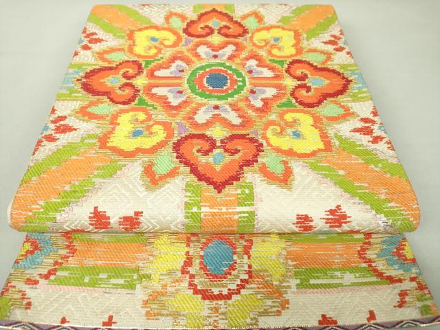 平和屋着物●龍村平蔵製　六通柄　本袋帯　蜀紅文　金銀糸　正絹　逸品　DAAQ2822ps