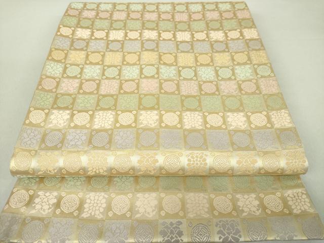 平和屋着物●西陣織　陰山織物謹製　箔屋清兵衛　六通柄袋帯　遠州七宝　金糸　正絹　逸品　DAAQ2839ps