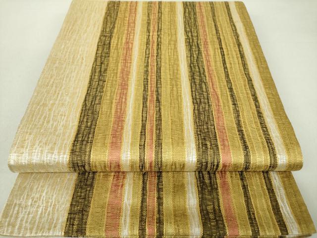 平和屋着物●全通柄袋帯　櫛織り　間道　正絹　逸品　DAAQ2843ps