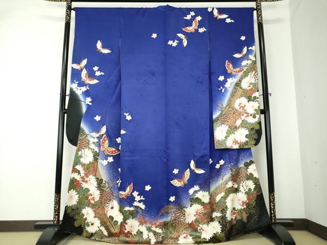 平和屋着物●豪華振袖　駒刺繍　舞蝶花文　暈し染め　金彩　正絹　逸品　DAAQ2858ps