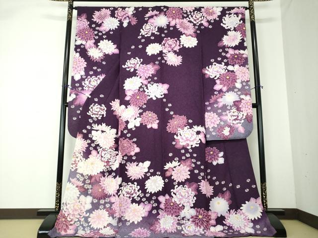 平和屋着物●豪華振袖　刺繍　舞花文　乱菊　暈し染め　金糸　銀通し地　正絹　逸品　DAAQ2861ps
