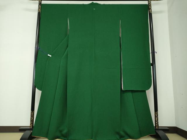 平和屋着物●豪華振袖　色無地　緑色　正絹　逸品　DAAQ2872ps