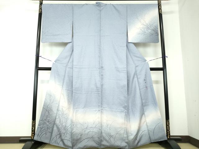 平和屋着物●京都印象派　友禅作家　橋本恵　訪問着　手描き　露芝文　暈し染め　銀彩　正絹　逸品　DAAQ2883ps