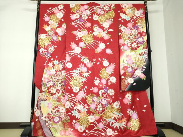 平和屋着物●豪華振袖　駒刺繍　吉祥花手毬　暈し染め　金彩　正絹　逸品　DAAQ2911ps