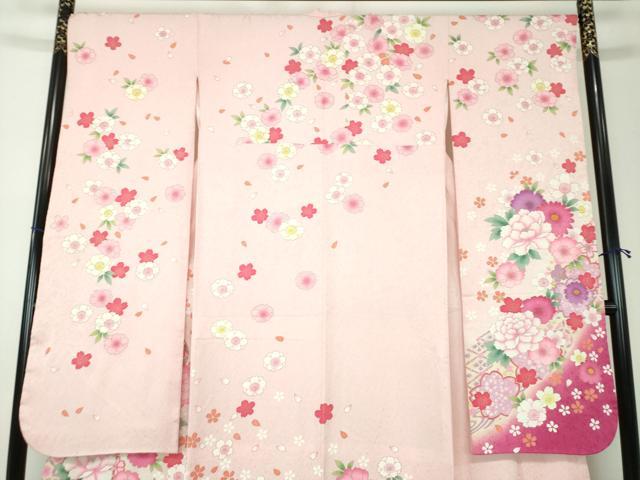 平和屋着物○豪華振袖 刺繍 草花文 暈し染め 金彩 銀通し地