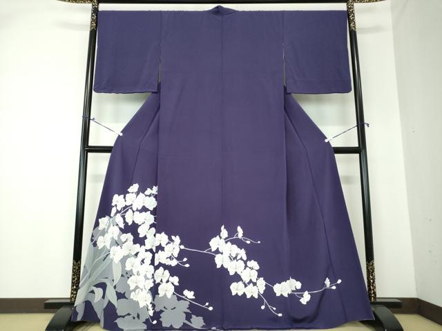 平和屋着物●色留訪問着　作家物　手描き　胡蝶蘭　正絹　逸品　DAAQ2924ps