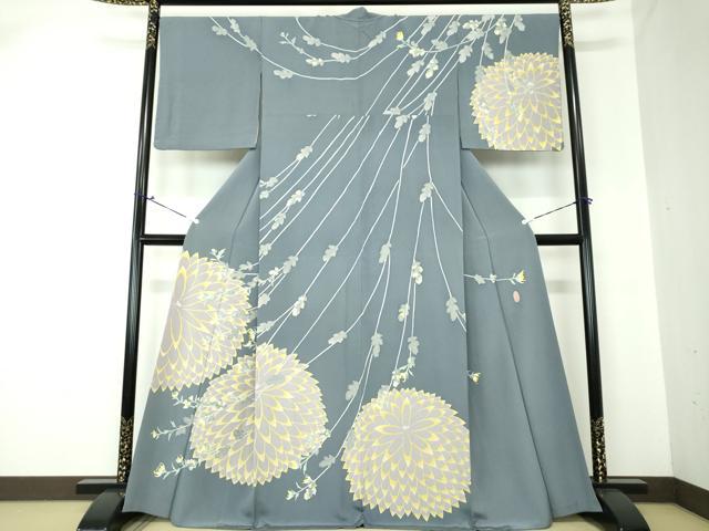 平和屋着物●本加賀友禅作家　中正享子　訪問着　友禅　作家物　菊文　正絹　逸品　DAAQ2925ps