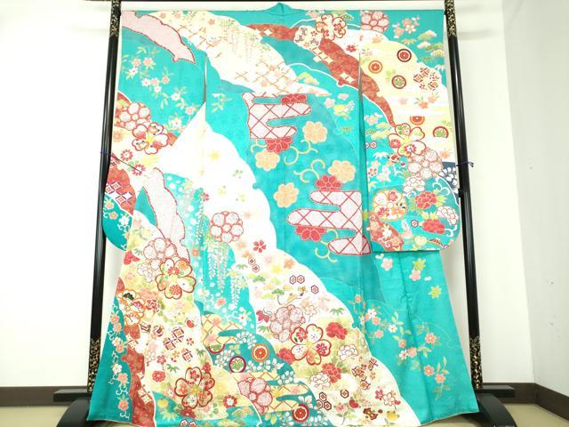 平和屋着物●豪華振袖　雪輪宝尽くし花文　金彩　正絹　逸品　DAAQ2928ps