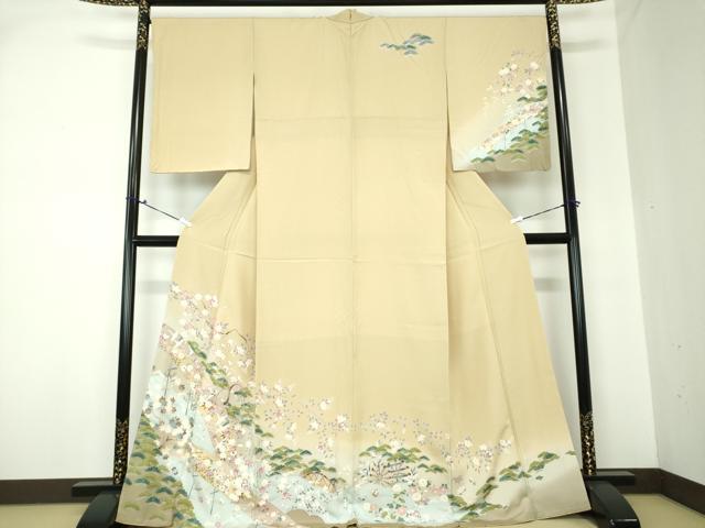 平和屋着物●訪問着　流水飛鶴花文　暈し染め　金銀彩　正絹　逸品　DAAQ2931ps