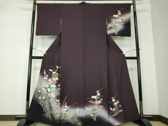 平和屋着物●訪問着　刺繍　秋草文　暈し染め　金銀彩　ほていや扱い　正絹　逸品　DAAQ2972ps
