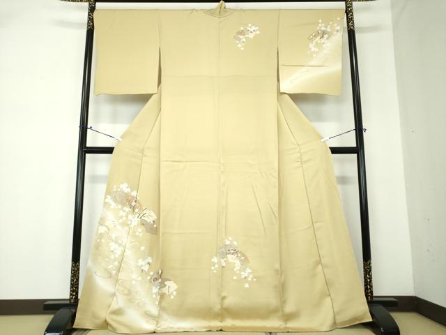 平和屋着物●訪問着　地紙流水蔦の葉花文　暈し染め　金彩　正絹　逸品　DAAQ2978ps