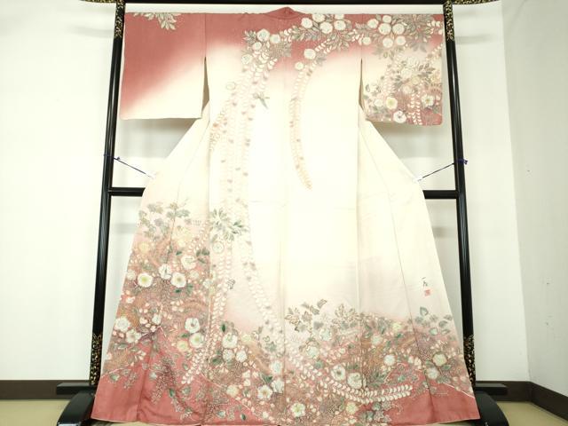 平和屋着物●吉乃一廉　幻の辻が花　訪問着　絞り　辻が花　暈し染め　銀通し地　正絹　逸品　DAAQ2985ps