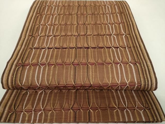 平和屋着物●六通柄袋帯　間道　金糸　正絹　逸品　DAAQ3045ps