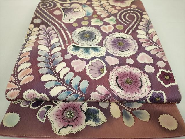 平和屋着物●六通柄袋帯　作家物　辻が花　銀通し地　正絹　逸品　DAAQ3046ps