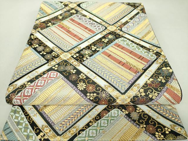 平和屋着物●六通柄袋帯　唐織　紹巴　千弐百細密織　鎧脅し　金糸　正絹　逸品　DAAQ3072ps