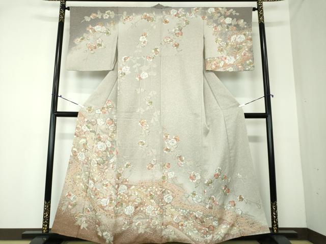 平和屋着物●訪問着　絞り　辻が花　暈し染め　金彩　銀通し地　正絹　逸品　DAAQ3089ps