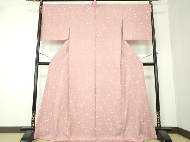 平和屋着物●上質な小紋　舞桜　ロング丈　正絹　逸品　DAAQ3106ps