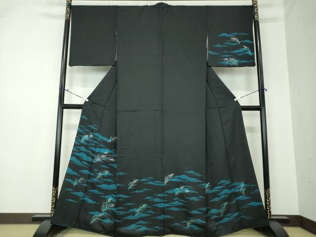 平和屋着物●訪問着　麦　黒地　金彩　正絹　逸品　DAAQ3120ps