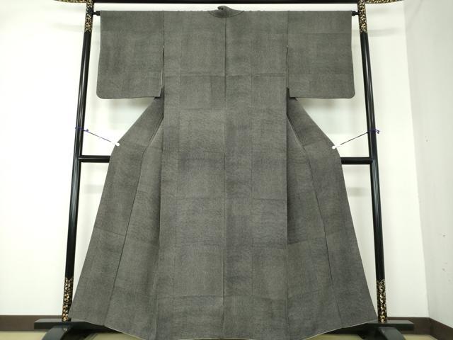 平和屋着物●上質な小紋　変わり縞　黒地　正絹　逸品　DAAQ3122ps