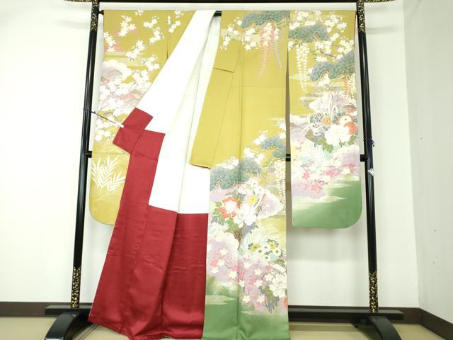 平和屋着物○アンティーク 大正ロマン 九寸開き名古屋帯 更紗花文 金糸