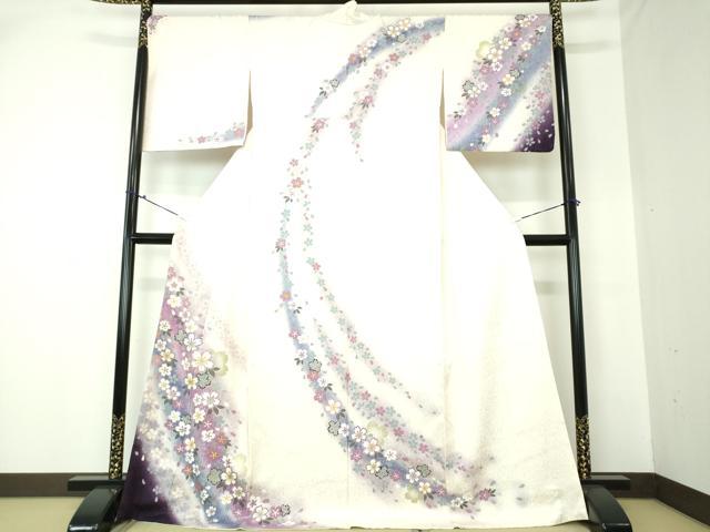 平和屋着物●訪問着　刺繍　舞桜　暈し染め　金彩　正絹　逸品　DAAQ3129ps