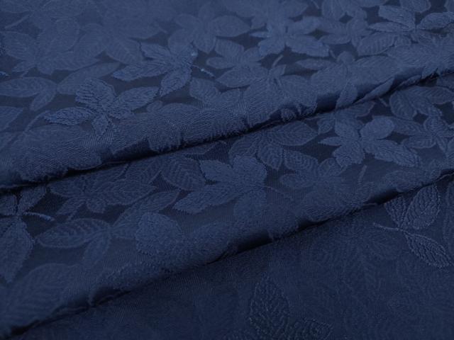 平和屋着物●藍造り国選定無形文化財　藍師・佐藤昭人　藍香房　色無地　舞葉地紋　濃藍色　正絹　逸品　DAAQ3189ps