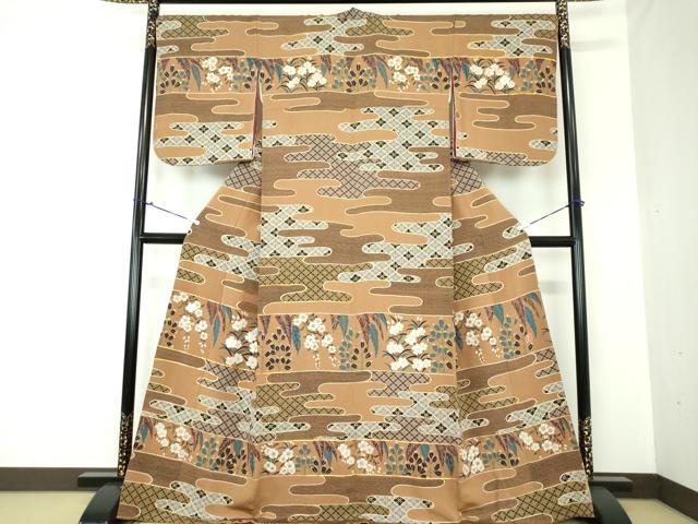 平和屋着物●ファッションデザイナー 花井幸子　訪問着　駒刺繍　霞花文　金彩　正絹　逸品　DAAQ3192ps