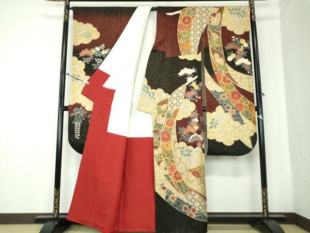 平和屋着物●豪華振袖　絞り　几帳花文　暈し染め　金彩　金通し地　正絹　逸品　DAAQ3220ps 平和屋着物○豪華振袖 絞り 几帳花文 暈し染め 金彩 金通し