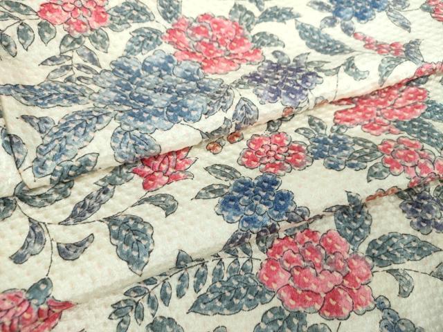 平和屋着物●上質な小紋　総絞り　手描き　花唐草文　正絹　逸品　DAAQ3227ps