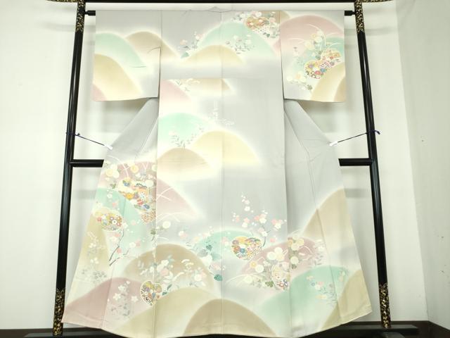 平和屋着物●訪問着　駒刺繍　吉祥花文　暈し染め　金彩　正絹　逸品　DAAQ3232ps