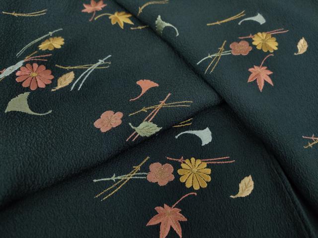 平和屋着物●訪問着　総刺繍　吹き寄せ花文　金糸　正絹　逸品　DAAQ3257ps