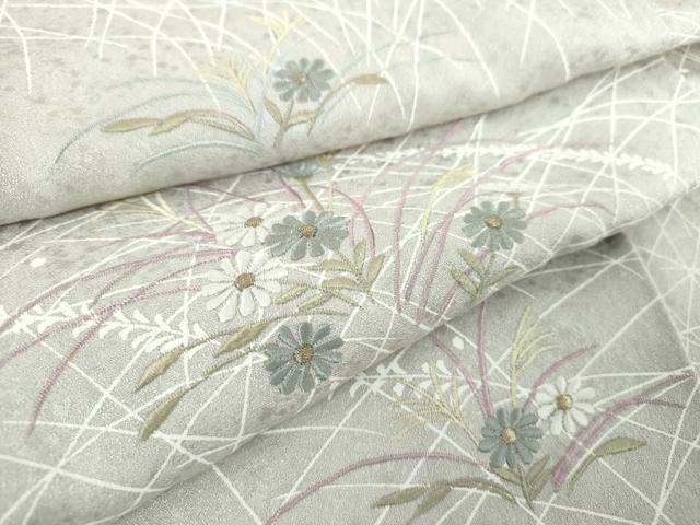 平和屋着物●訪問着　刺繍　草花文　金彩　正絹　逸品　DAAQ3268ps