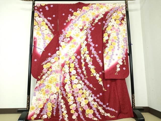 平和屋着物●豪華振袖　駒刺繍　枝垂れ桜　暈し染め　金彩　金通し地　正絹　逸品　DAAQ3270ps